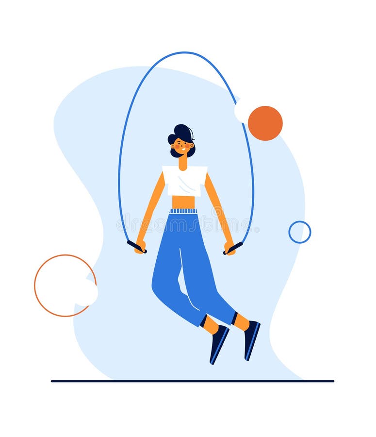 Modern Vector Sport Illustration. Girl Jumping Rope. Stock Vector ...