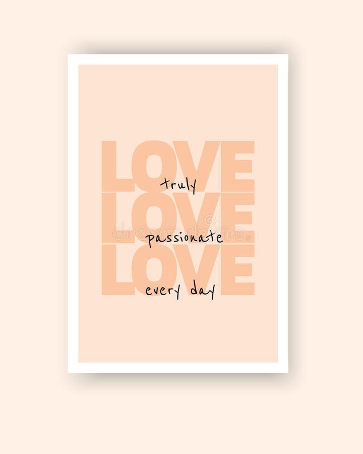 Love, Vector. Minimalist Pink Poster Design Stock Vector - Illustration ...