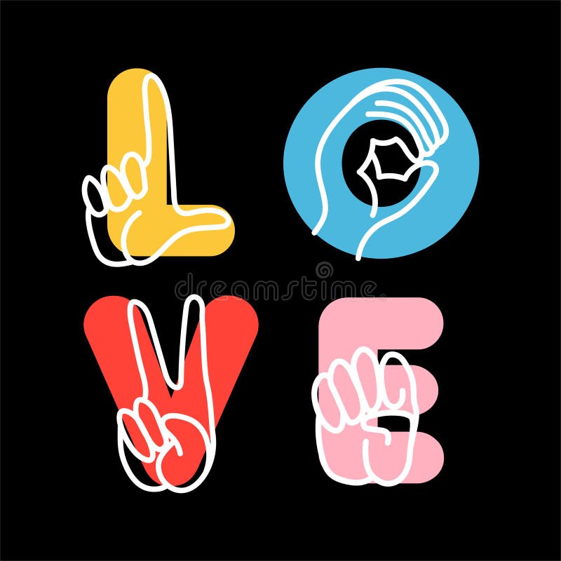 LOVE, I love sign language stock vector. Illustration of abstract ...