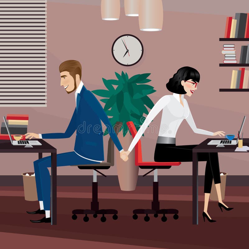 Love affair at work stock vector. Illustration of cooperation - 63643886