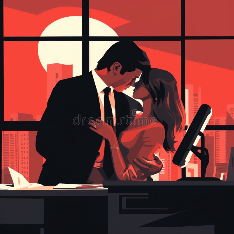 Love Affair at Work in Office, Love between Office Employees, Vector Flat Illustration Stock ...