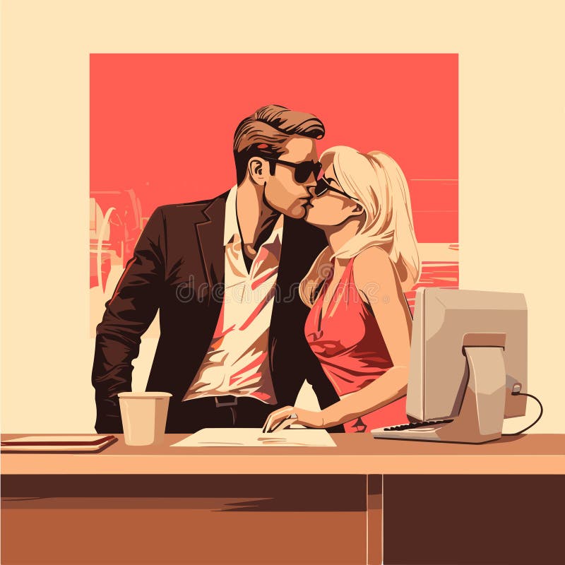 Love Affair at Work in Office, Love between Office Employees, Vector Flat Illustration Stock ...
