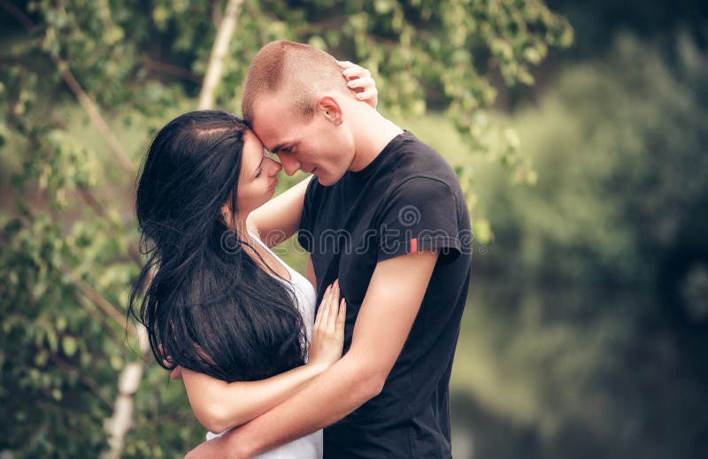 Love and Affection between a Young Couple Stock Photo - Image of kiss ...