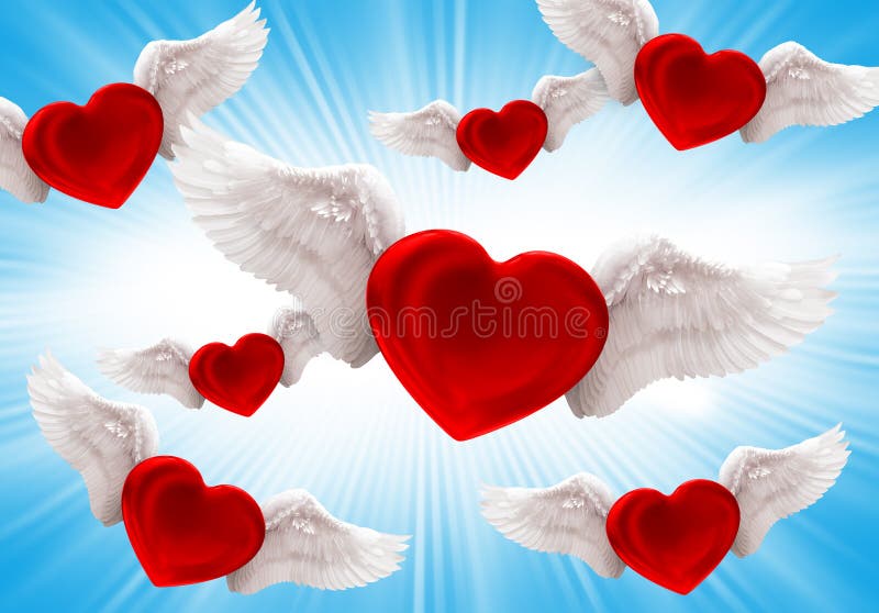 Love in the Air Blue Background Stock Illustration - Illustration of ...