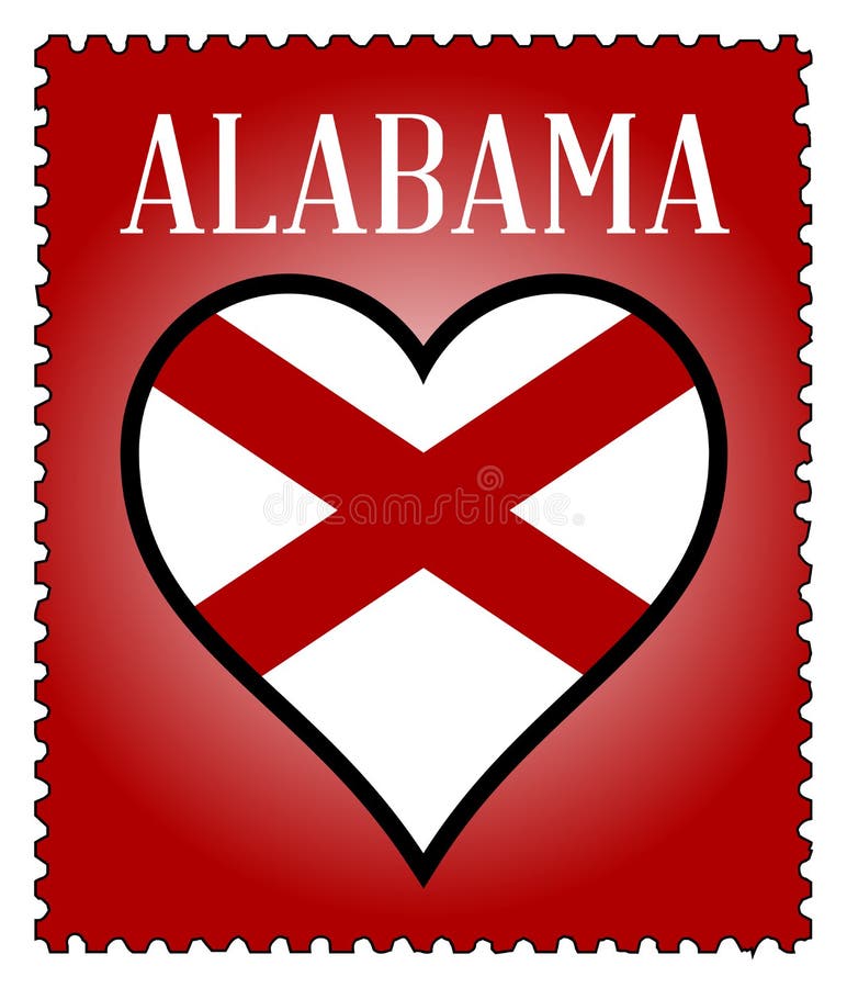 Alabama Heart Shape Love Symbol National Flag State Emblem Stock Vector ...