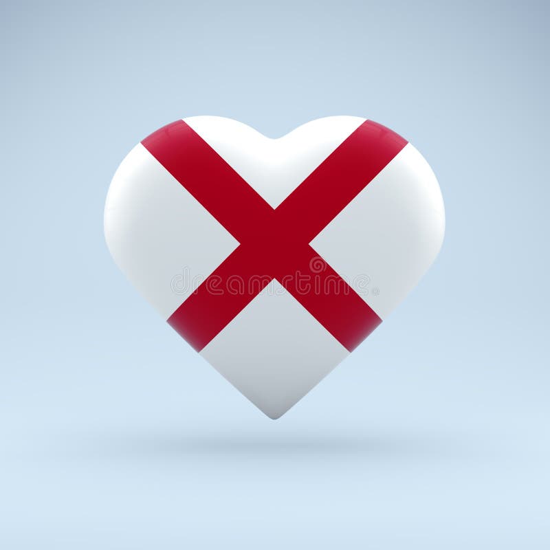 Love Alabama State Symbol. Heart Flag Icon Stock Illustration ...