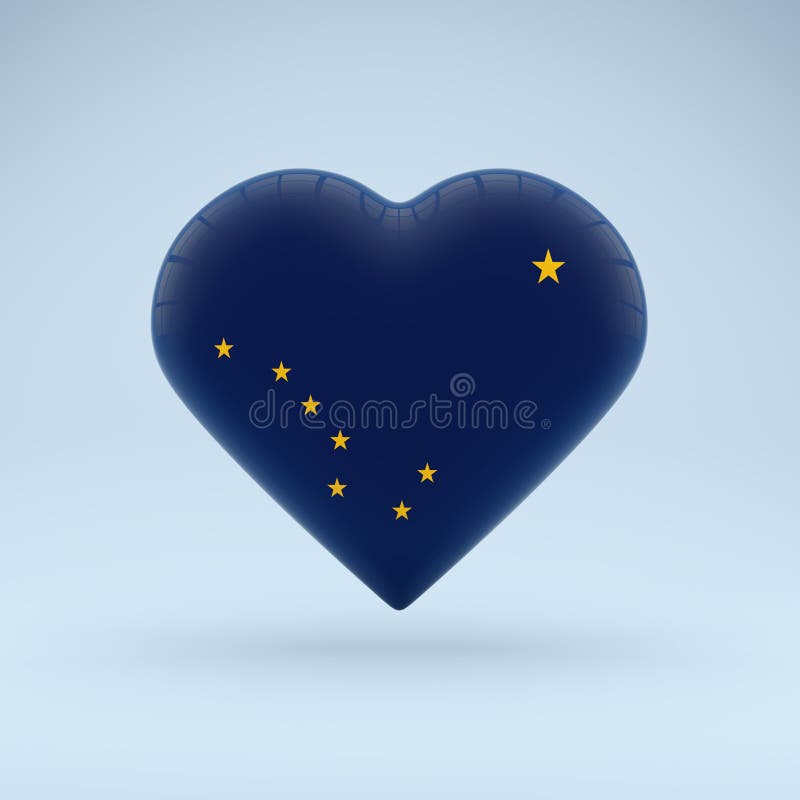 Love Alaska State Symbol. Heart Flag Icon Stock Illustration ...