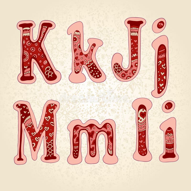 Love the Alphabet with a with Ornamental Letters Stock Illustration ...