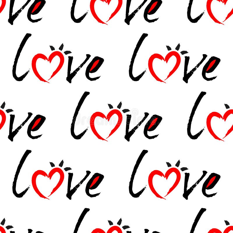 Seamless Love Lettering Background and Pattern Vector Illustration ...