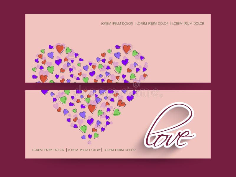 Love Banner or Header Design with Large Heart Made by Colorful Tiny ...