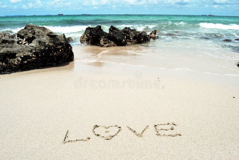 Love on the beach stock image. Image of handwritten, nice - 18665917