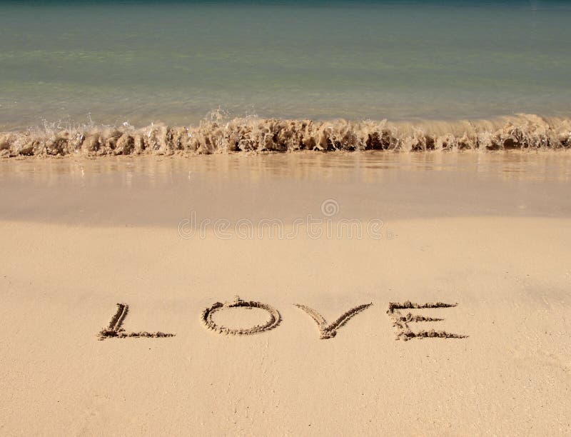 Love Heart Symbol in Sand on Tropical Beach Stock Image - Image of ...