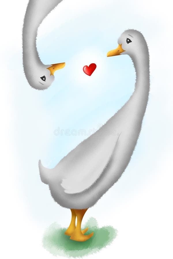 Two Geese Look Lovingly at Each Other Stock Illustration - Illustration ...