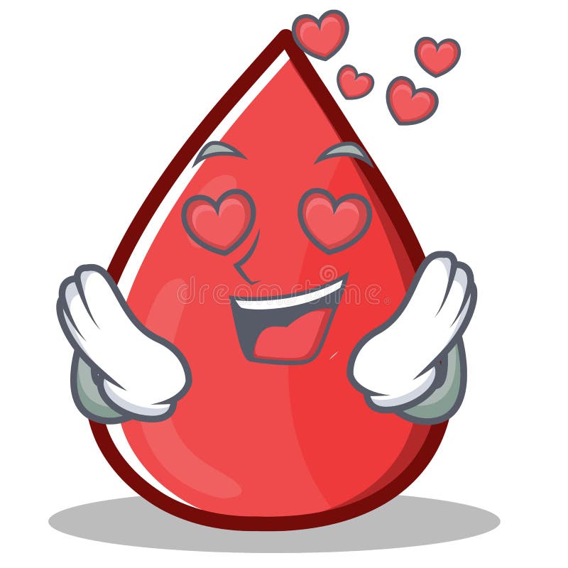 In Love Blood Drop Cartoon Mascot Character Stock Vector - Illustration ...