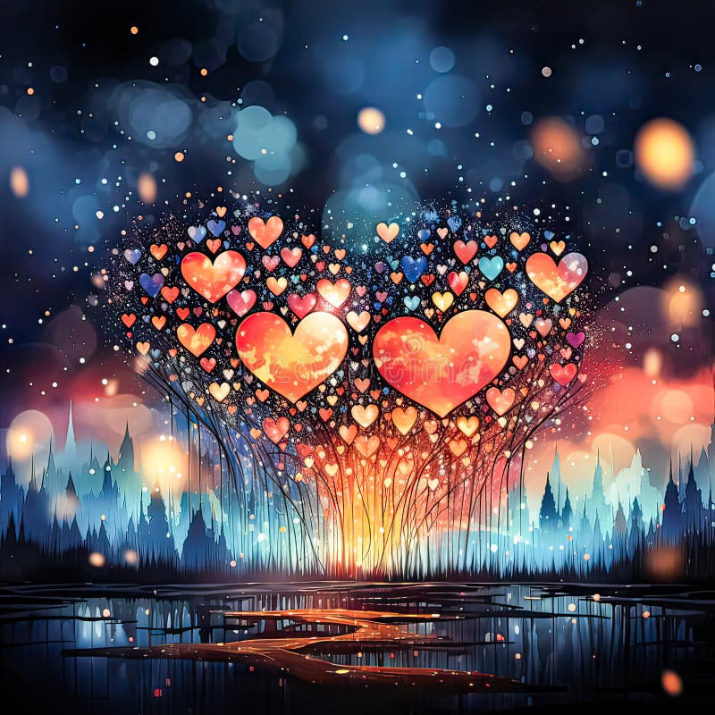 Love in Bloom, Heart Decorations Against a Tender Backdrop Stock Photo ...