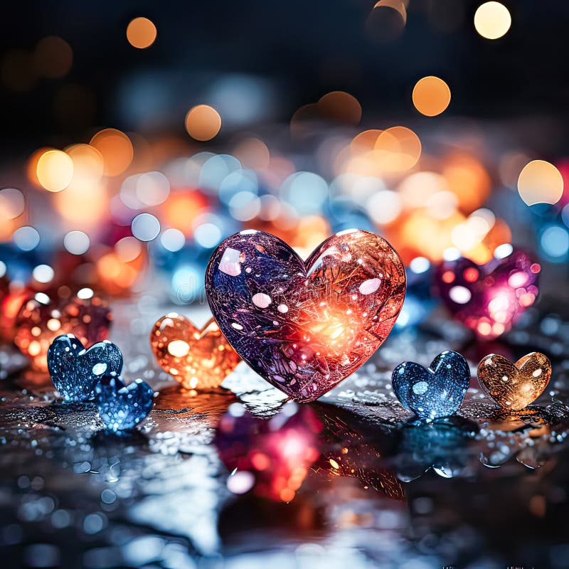 Love in Bloom, Heart Decorations Against a Tender Backdrop Stock Photo ...