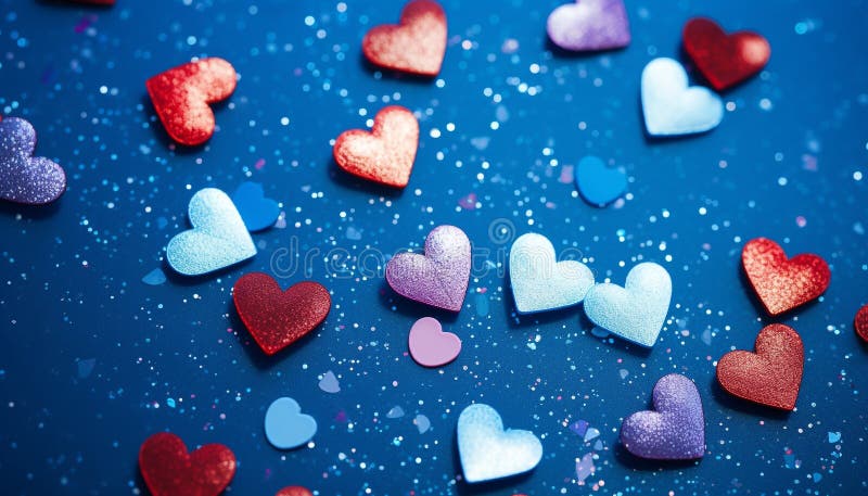Love in Blue, Heart Shaped Background, Romantic Celebration Generated ...