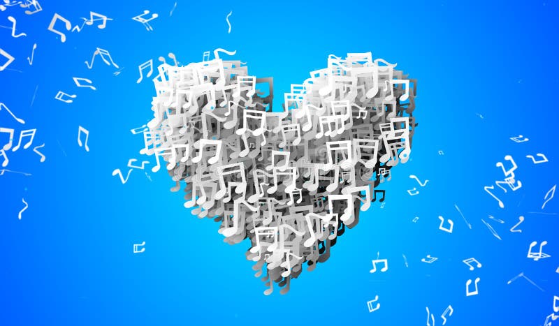 Love Blue Musical Note Particles 3D Stock Illustration - Illustration ...