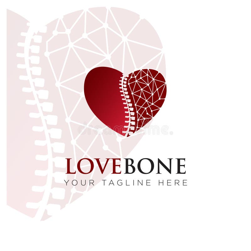 Love Bone Logo, Creative Heart and Negative Space Backbone Vector Stock ...
