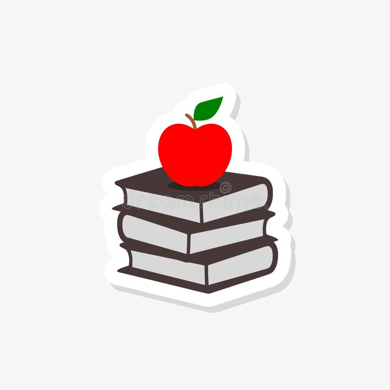 Love Books. Stack of Books with Apple Sticker Stock Vector ...