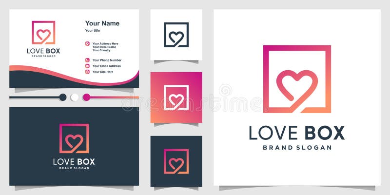 Love Box Logo with Modern Style and Business Card Design Premium Vector ...