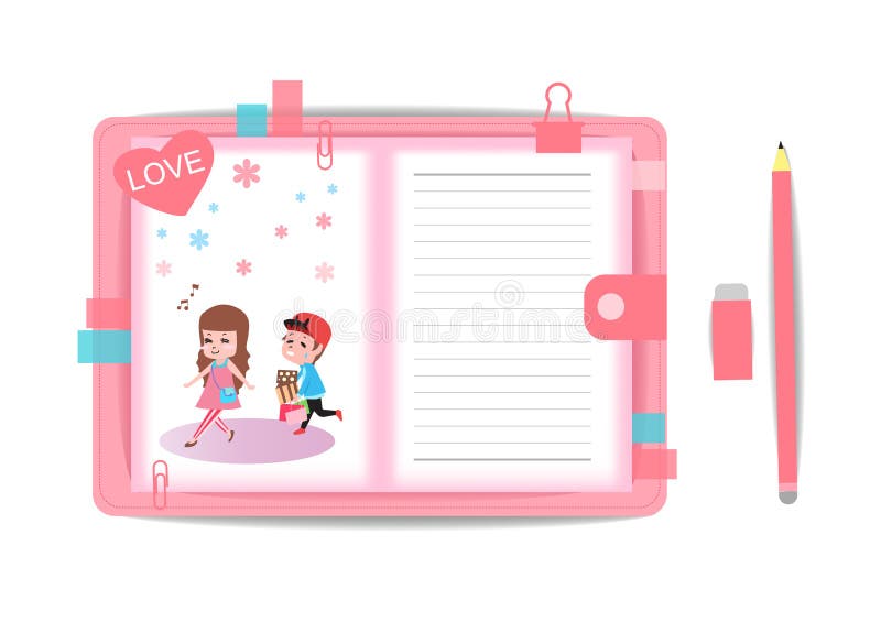 Love Boy and Girl with Note Book 8 Stock Vector - Illustration of women ...