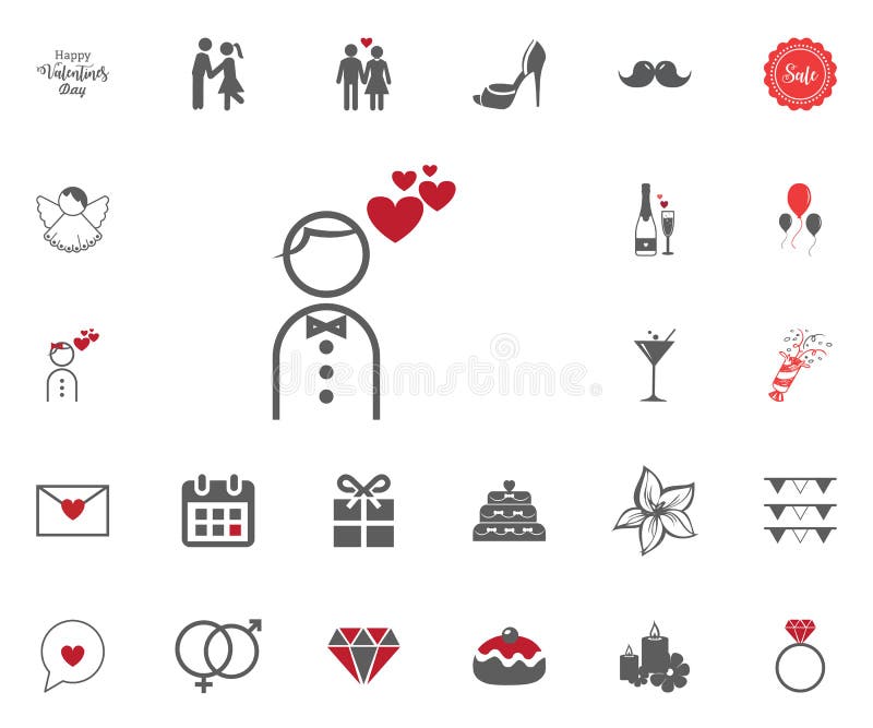 In Love Boy Icon. Valentines Day Illustraticons Set. Stock Illustration ...