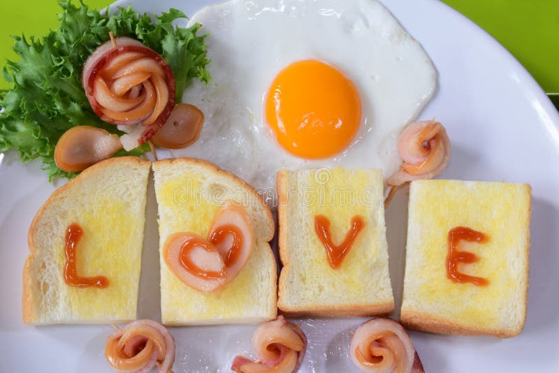 Love breakfast stock photo. Image of protein, bread, dish - 56395514