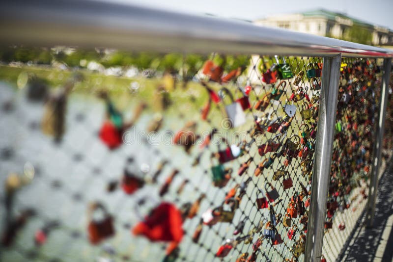 Bridge with Love Lock in Austria. Stock Image - Image of couple ...