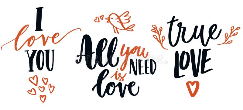 I Love You Calligraphy Pen and Ink Stock Vector - Illustration of ...