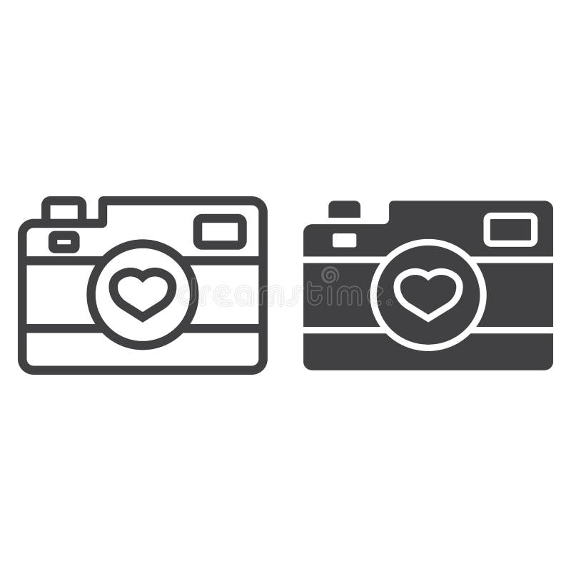 Love Camera Glyph Icon, Photography and Valentine, Photo Camera with ...