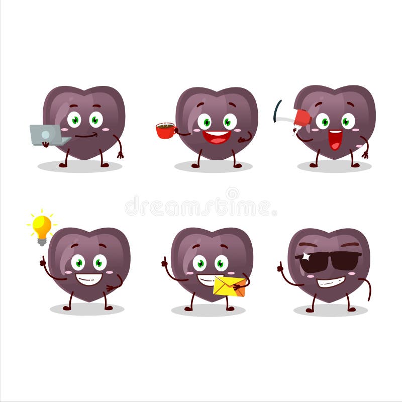 Love Candy Cartoon Character with Various Types of Business Emoticons ...