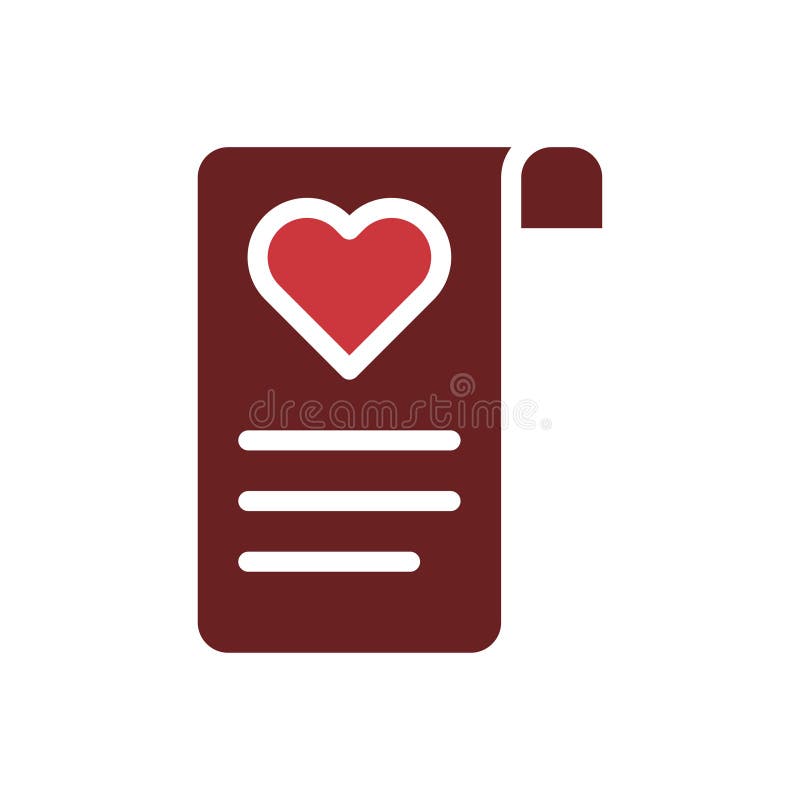 Love Card Icon Solid Brown Red Style Valentine Illustration Symbol ...
