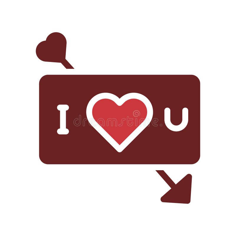 Love Card Icon Solid Brown Red Style Valentine Illustration Symbol ...