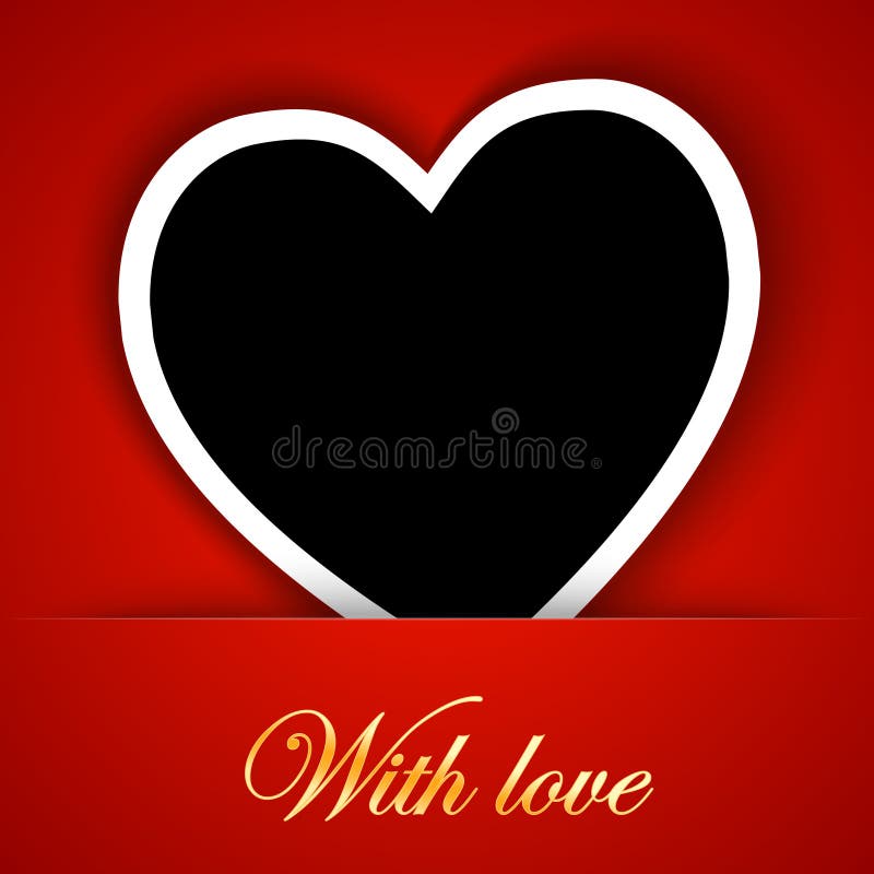 Love Card Template with Blank Photo Frame on the Red Background Stock ...