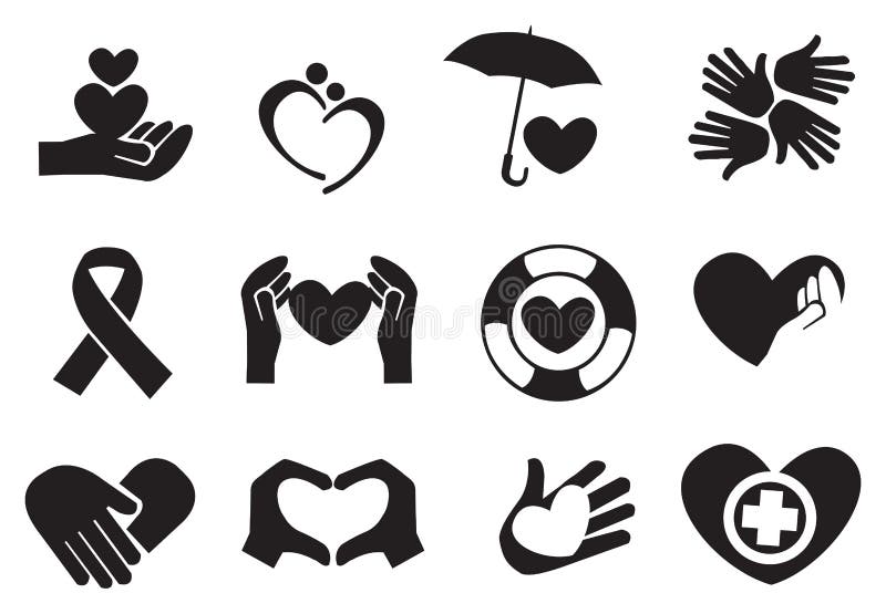 Charity Icon Set. Included Icons As Kind, Care, Help, Share, Good ...