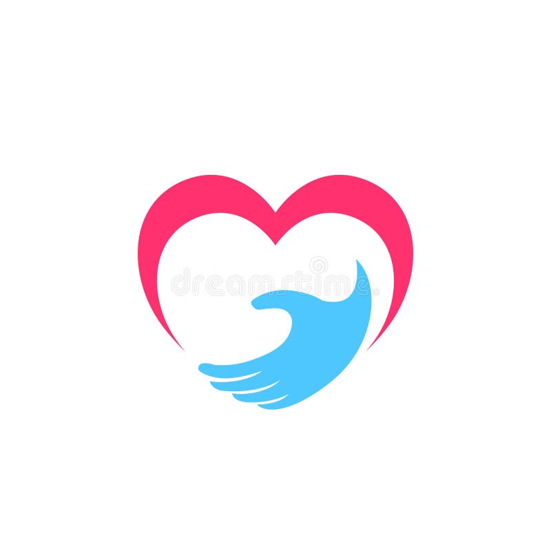 Love Care Logo Design Template. Hand with Love Shape Illustration Stock ...