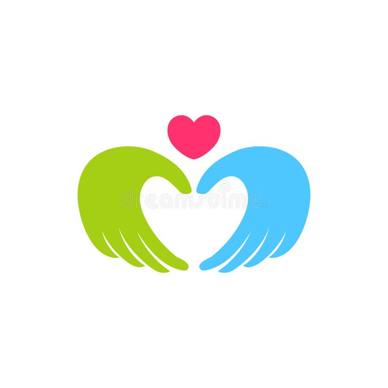 Love Care Logo Design Template. Hand with Love Shape Illustration Stock ...