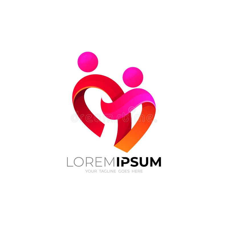 Love Care with People Design Community, Red Color Stock Vector ...