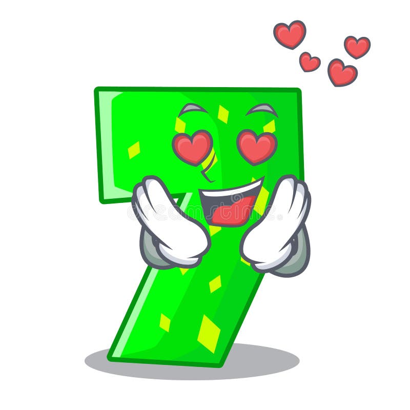 In Love Cartoon Number Seven on Stone Wall Stock Vector - Illustration ...