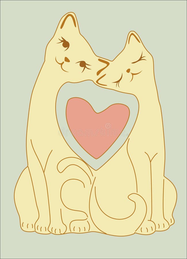 Cats in love stock illustration. Illustration of colored - 12972624