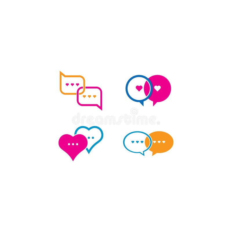 Love Chat Logo Vector Icon Illustration Stock Vector - Illustration of ...