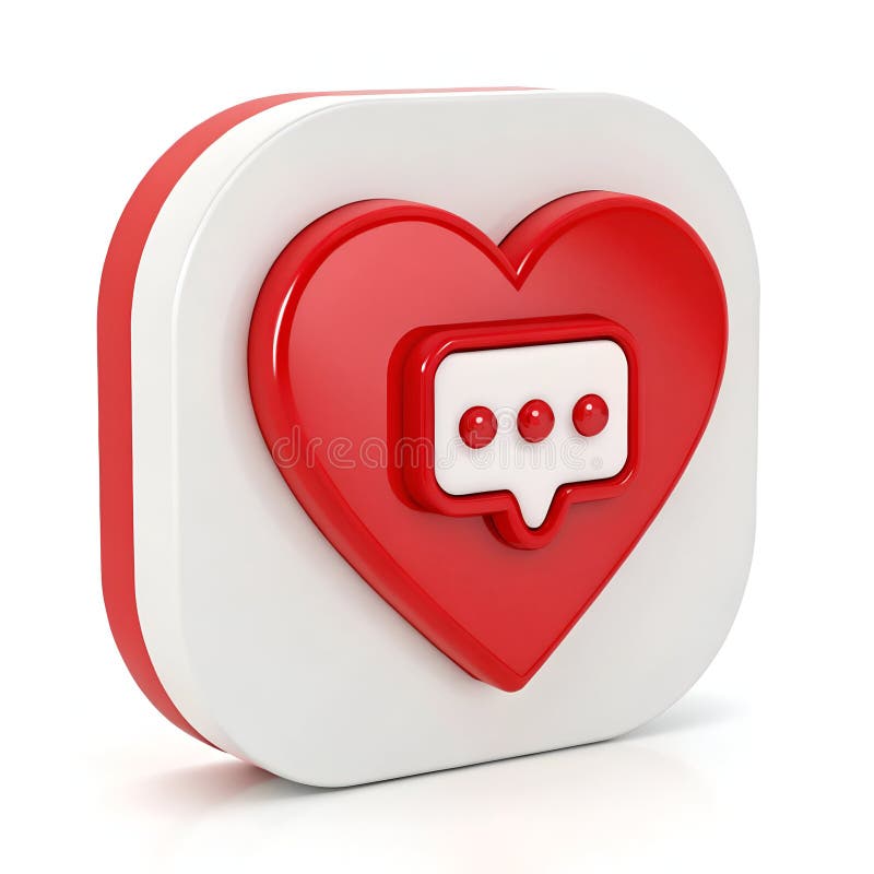 Love Chat Message Notification Icon Isolated 3D Render Illustration ...