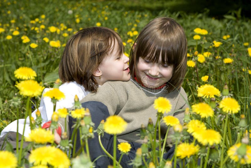 Love of Children on the Spring Madow Stock Image - Image of simplicity ...