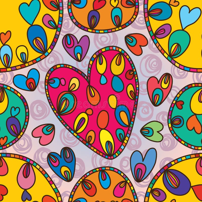 Love Circle Shape Drawing Seamless Pattern Stock Vector - Illustration ...