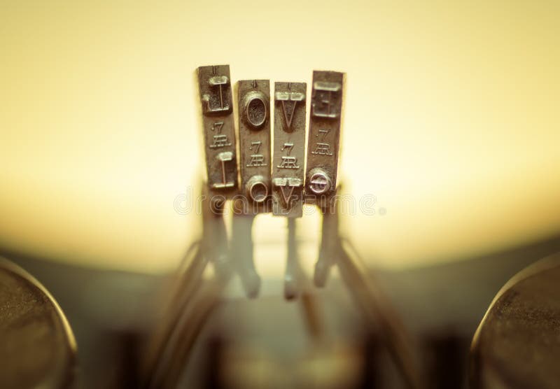 LOVE Close Up of Old Typewriter Keyboard. Stock Image - Image of type ...