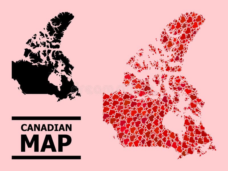 Red Love Heart Mosaic Map of Canada Stock Vector - Illustration of ...