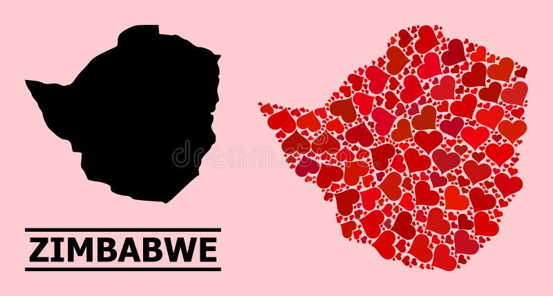 Map of Zimbabwe Pink Highlighted with Neighbor Countries Stock Vector ...