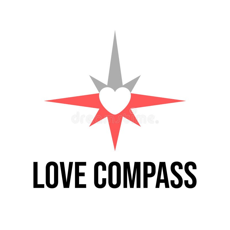 Love Compass Heart in Negative Space Symbol Stock Illustration - Illustration of negative, icon ...