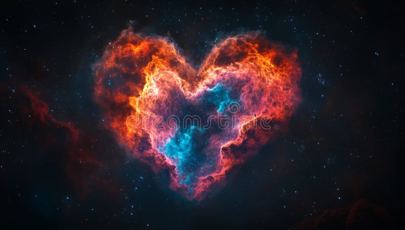 The Love Concept is Depicted in a Wide View Image of Celestial Heart ...